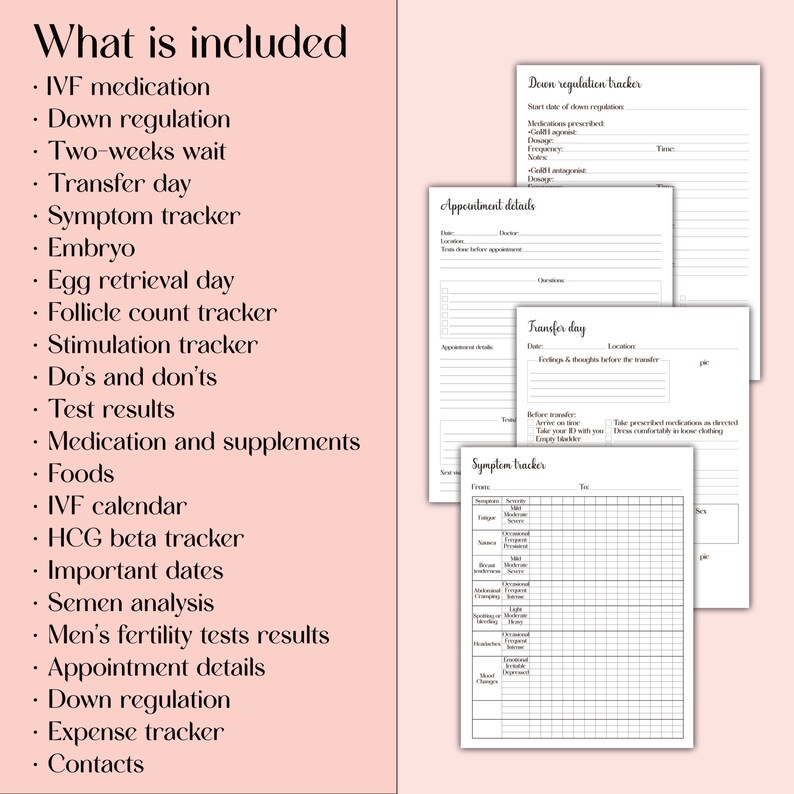 IVF Planner Printable, IVF Checklist, Fertility Planner, IVF Treatment ...