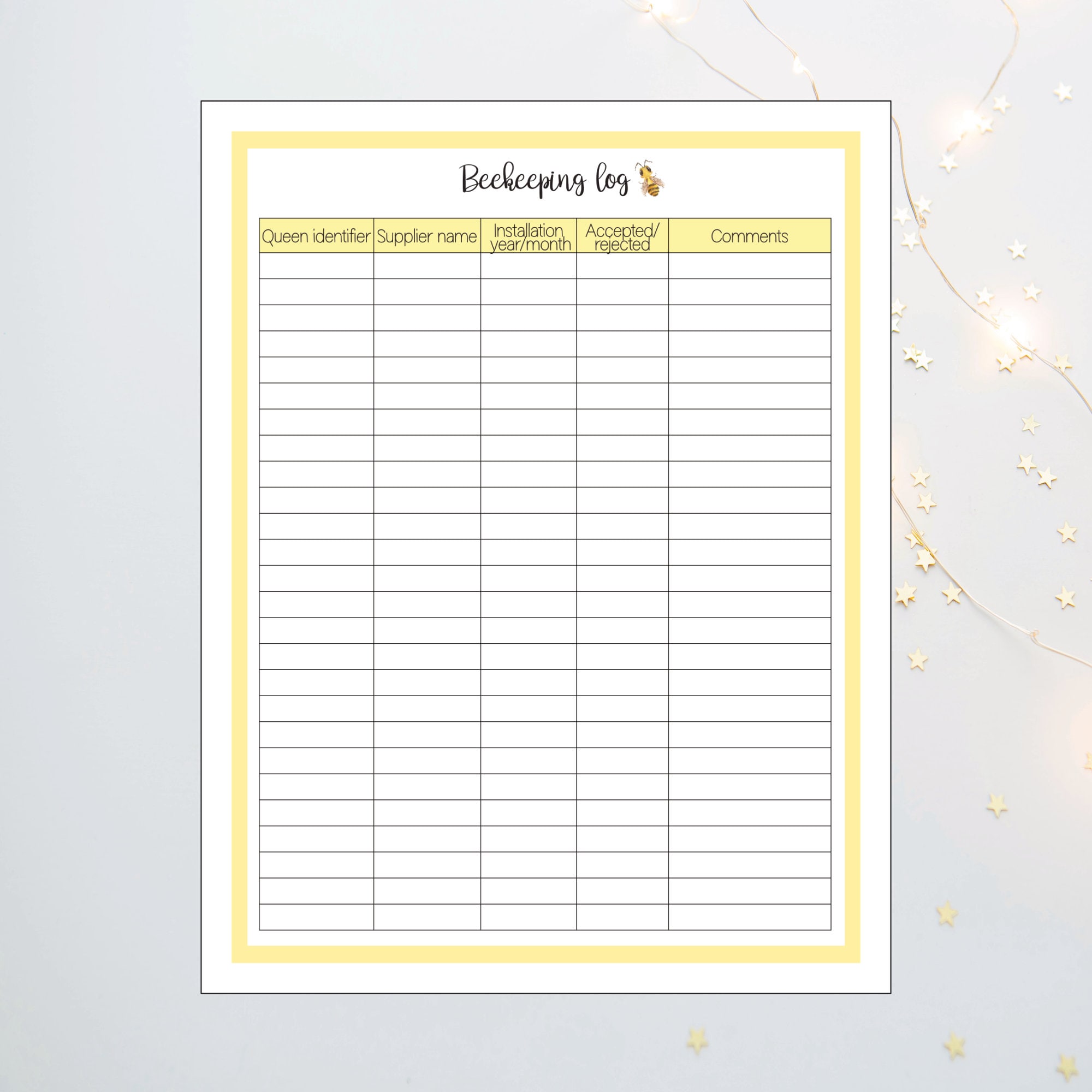 Beekeeping Log, Printable Beekeeping Logbook, Beekeeper's Journal ...