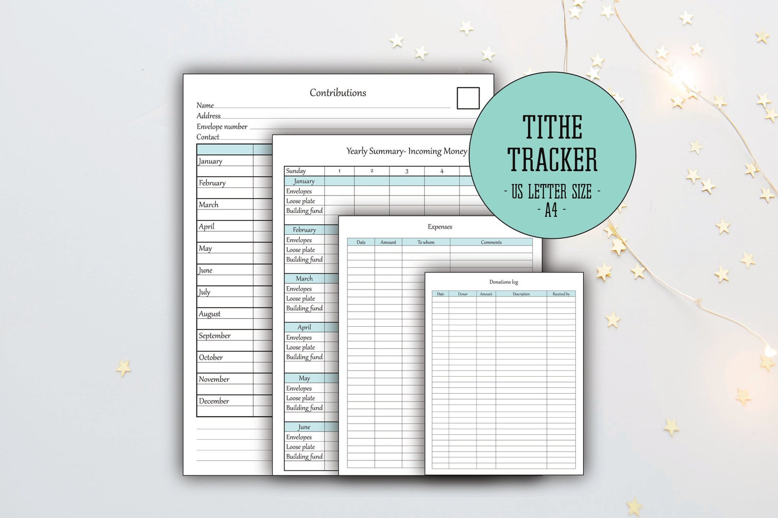 Tithe Tracker, Giving Log, Tithes and Offering Tracker, Donations Log ...