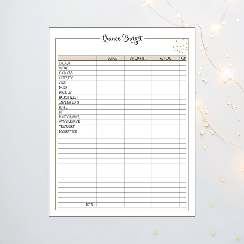Quinceañera Planner, Quince Planning Checklist, Quinceañera Templates ...