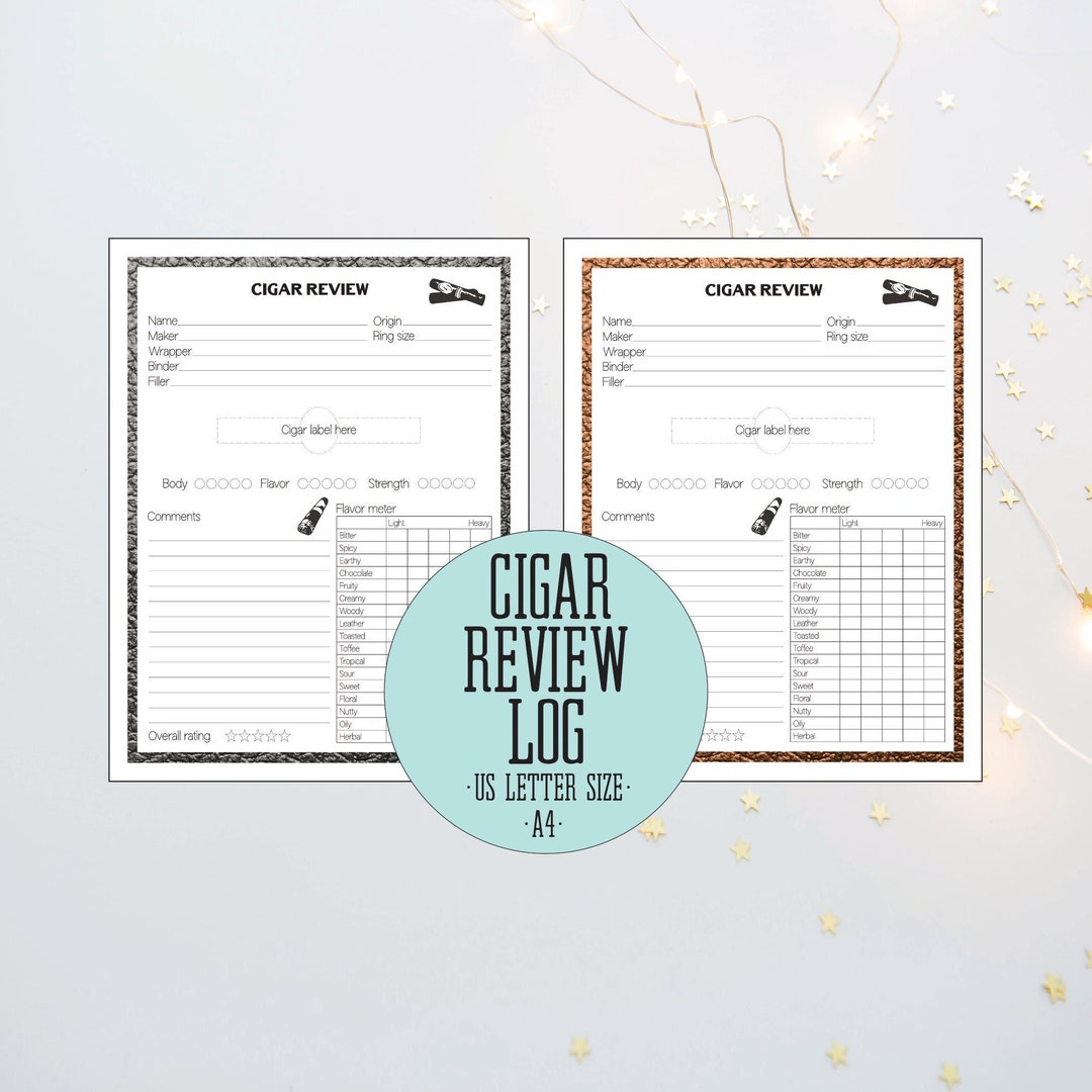 Cigar Review Log - Cigar Tasting Template for Cigar Lovers, Printable ...
