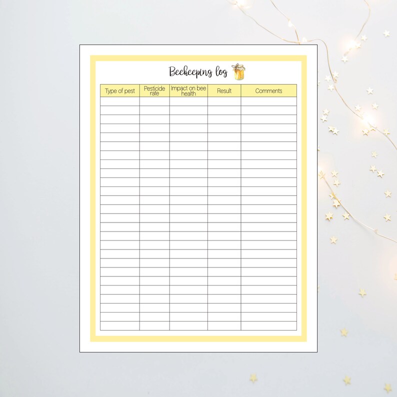 Beekeeping Log, Printable Beekeeping Logbook, Beekeeper's Journal ...