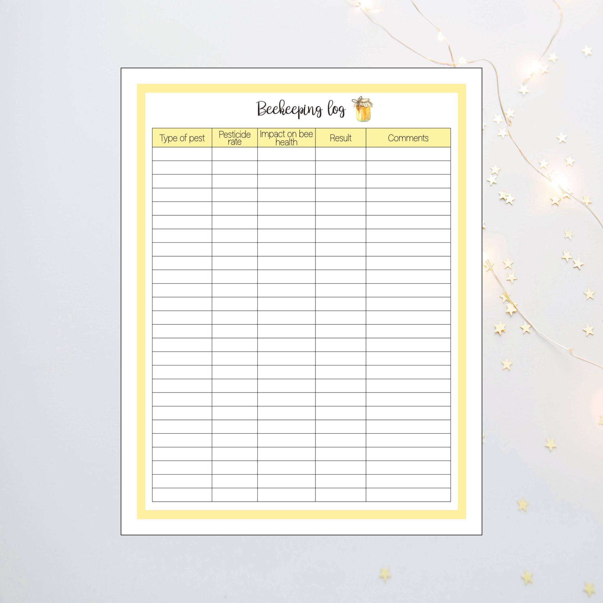 Beekeeping Log Printable Beekeeping Logbook Beekeeper's - Etsy Australia