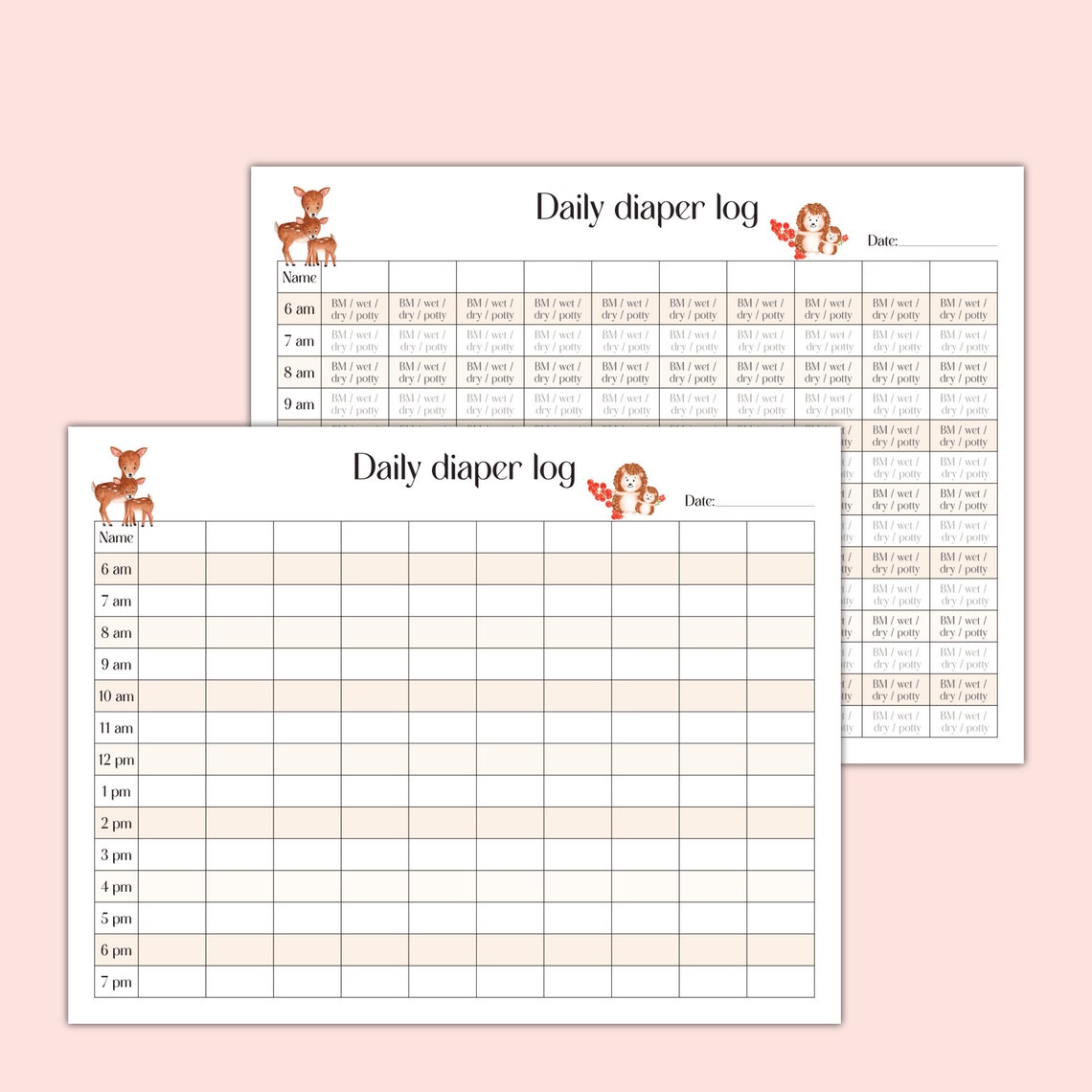 Diaper Changing Tracker Printable, Daily Diaper Log & Classroom Chart ...