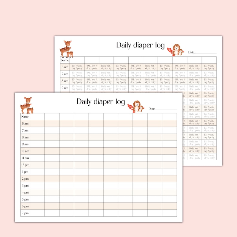 Diaper Changing Tracker Printable, Daily Diaper Log & Classroom Chart ...