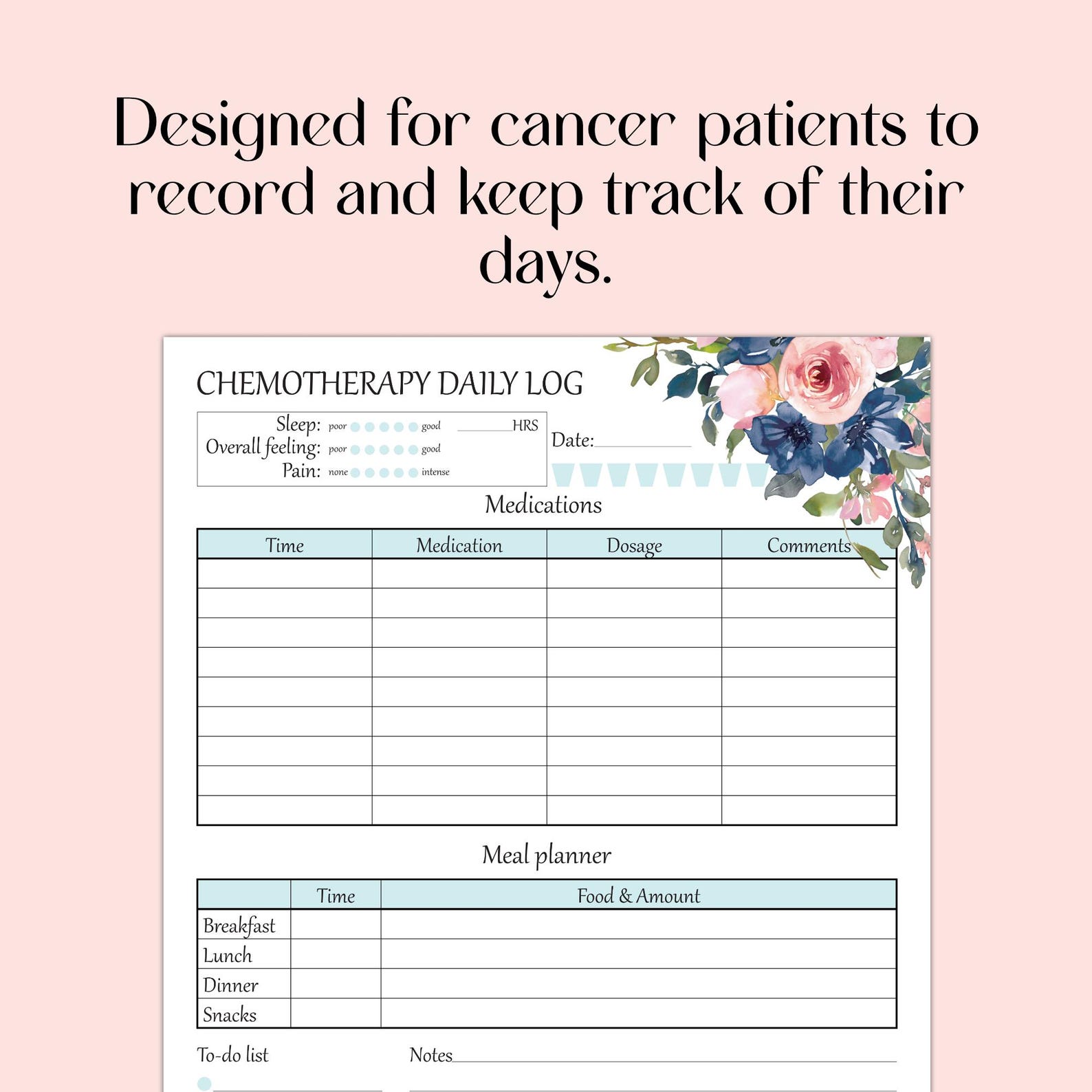 Chemo Tracker, Chemo Log, Chemotherapy Care, Cancer Digital Download ...