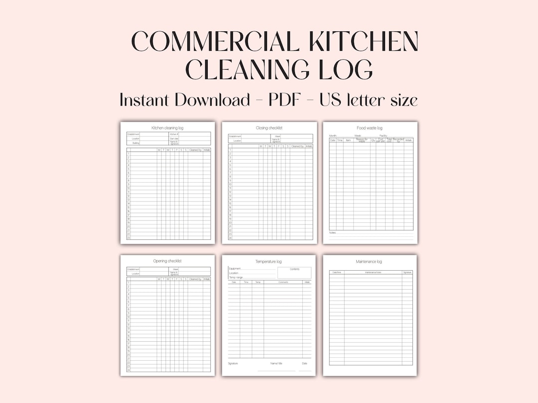 Food Safety Hygiene Record Sheets, Kitchen Cleaning Checklist ...