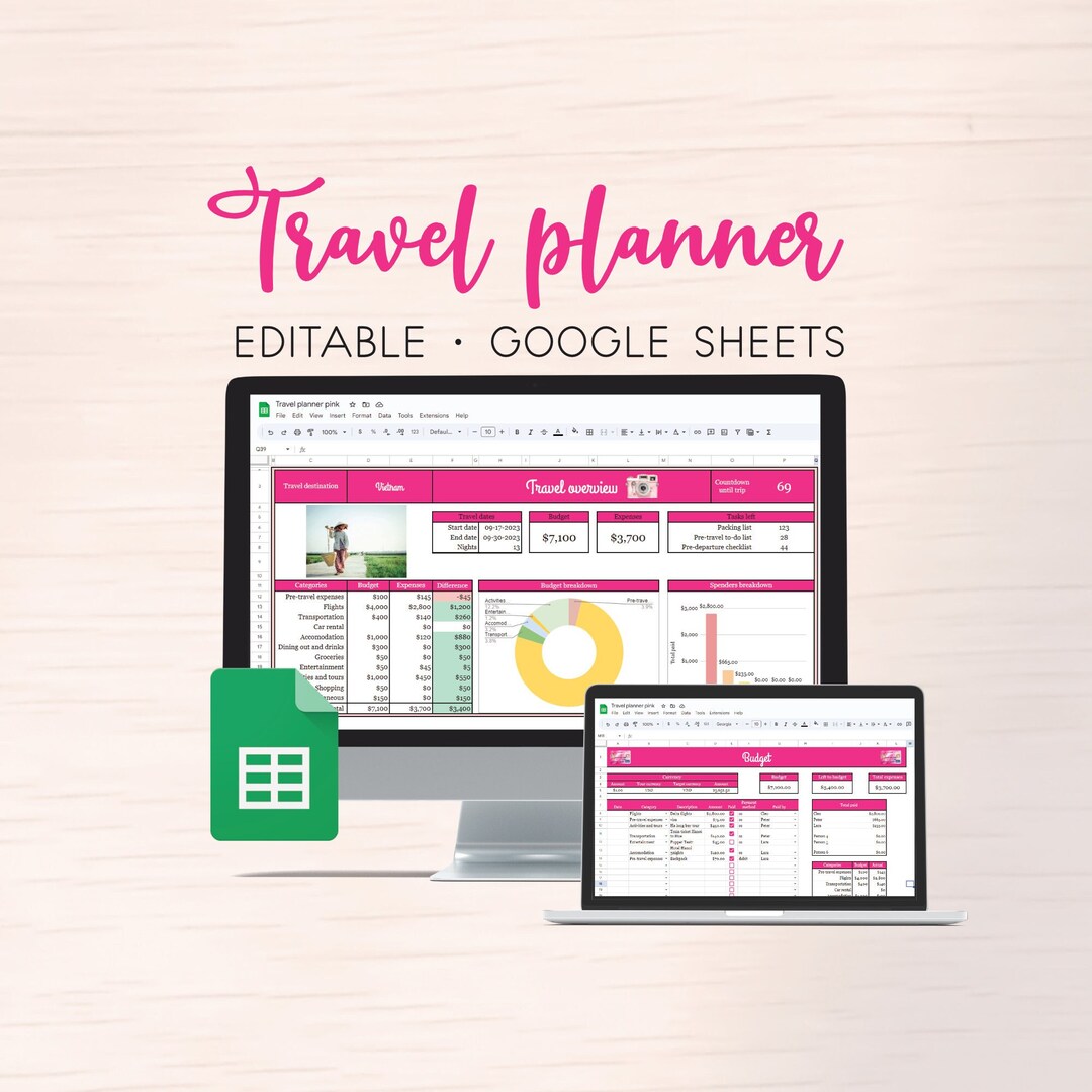 Travel Planner Google Sheet, Digital Travel Planner, Travel Budget ...
