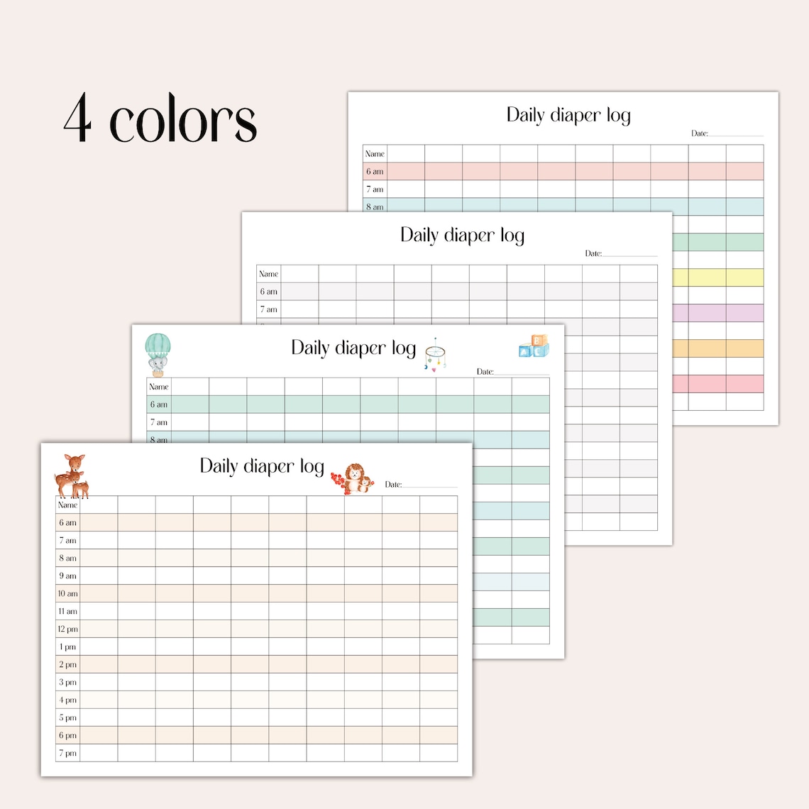 Diaper Changing Tracker Printable, Daily Diaper Log & Classroom Chart ...