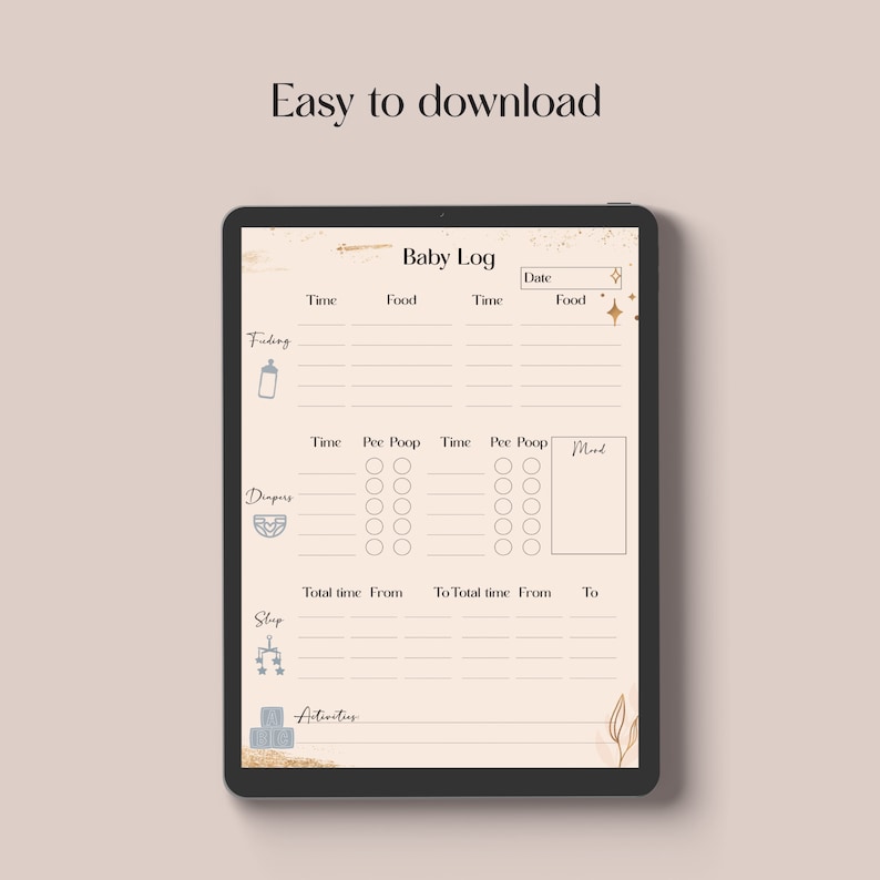 Baby Log, Daily Baby Schedule, Digital Baby Daily Tracking Sheet ...