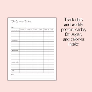 Macro Tracker Printable, Daily and Weekly Food Journal to Track Calorie ...