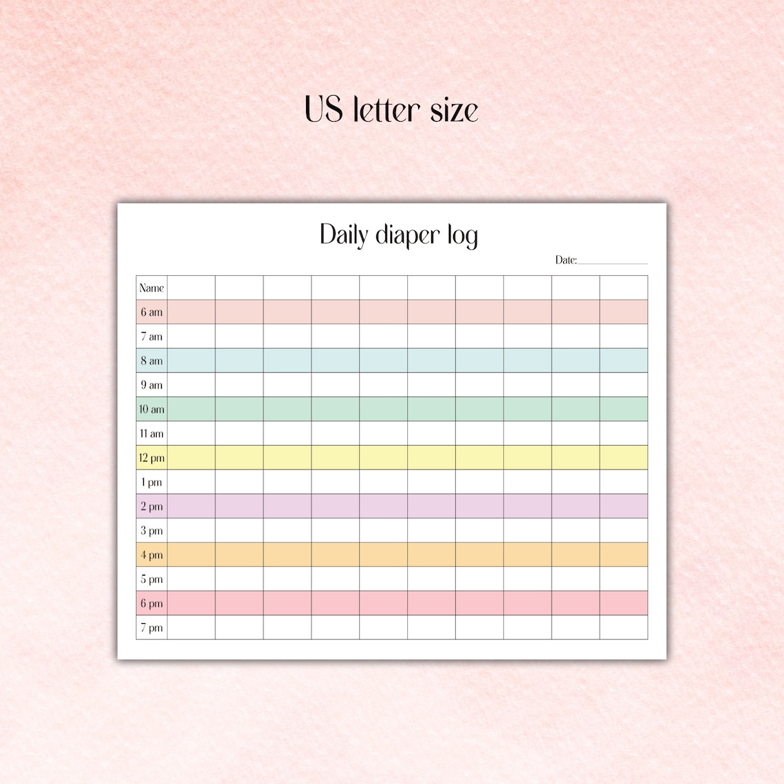 Diaper Changing Tracker Printable, Daily Diaper Log, Diaper Chart for ...