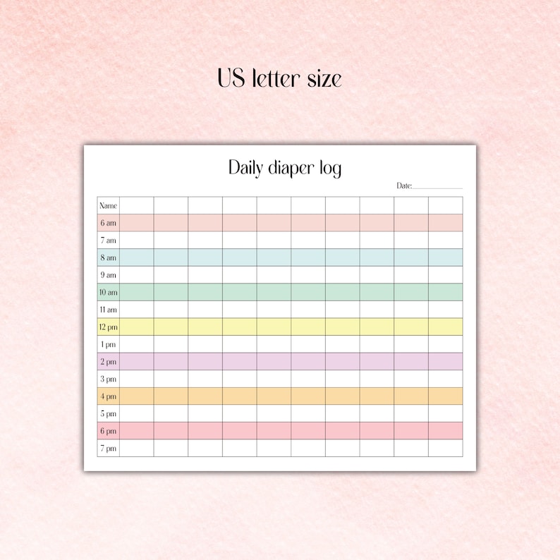 Diaper Changing Tracker Printable, Daily Diaper Log & Classroom Chart ...