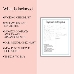 Moving Checklist, Printable Relocation Planner Suitable for Rentals and ...