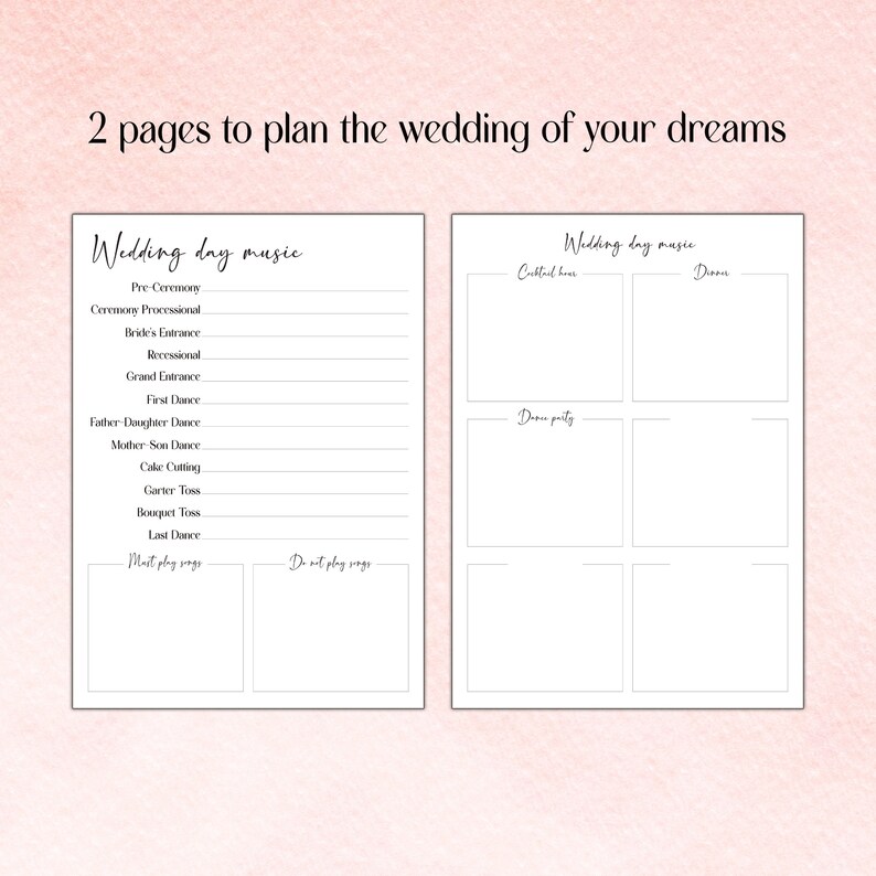 Wedding Song List Printable, Minimalist Wedding Playlist & DJ Song List ...