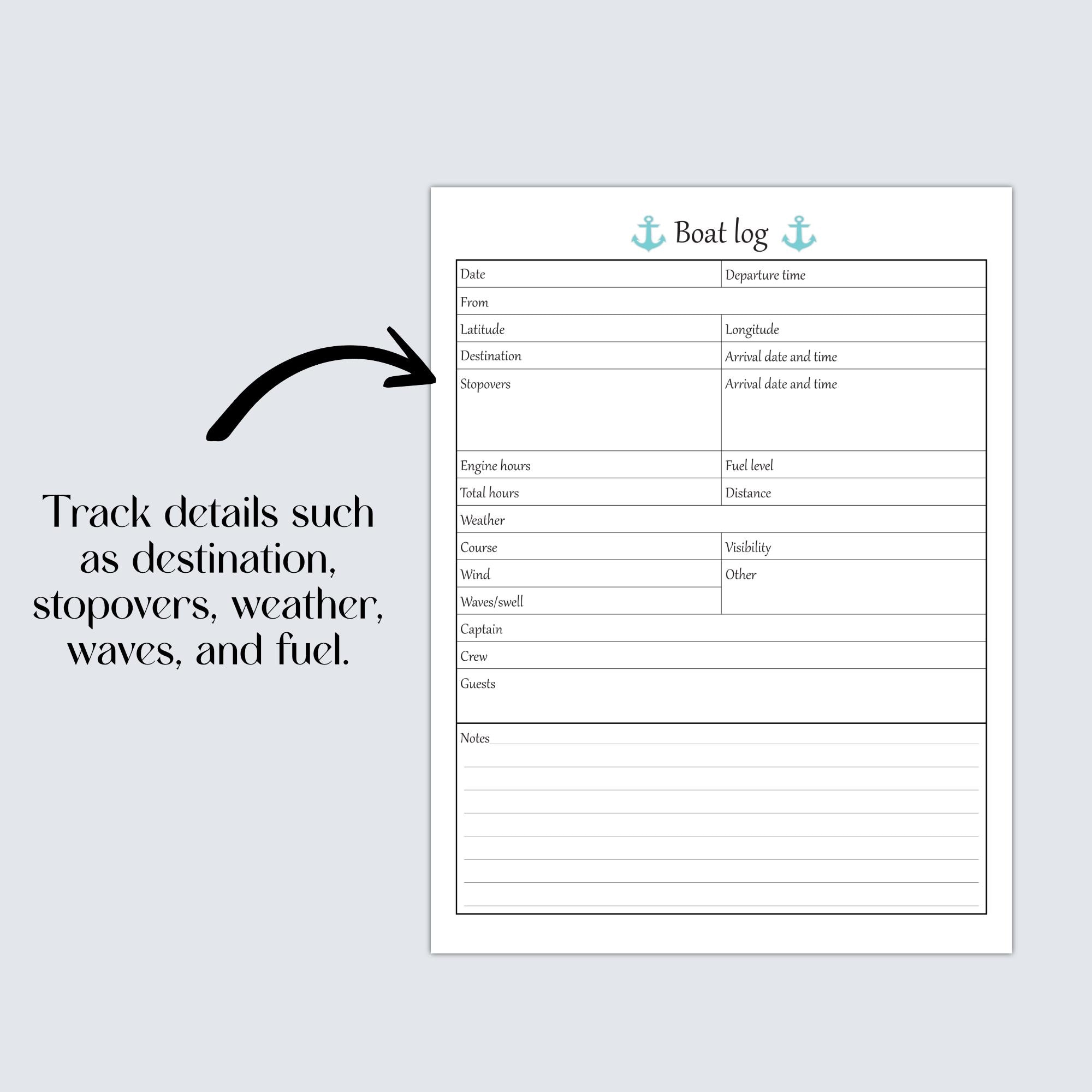 Boating Logbook, Boat Gift, Boat Log, Captain's Log, Motorboat, Sailing ...