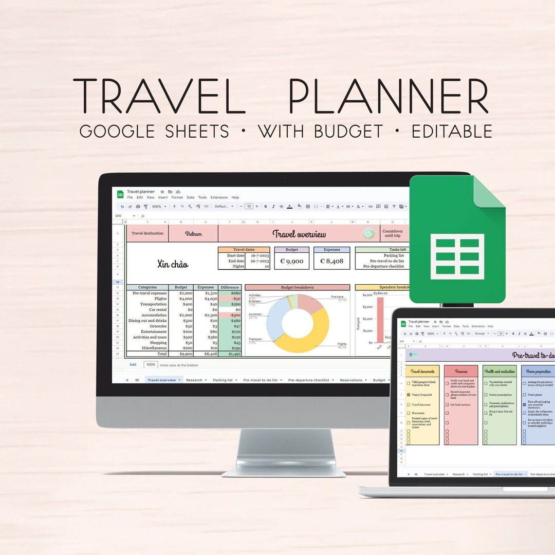 Travel Planner Google Sheet, Travel Budget Spreadsheet, Group Travel ...