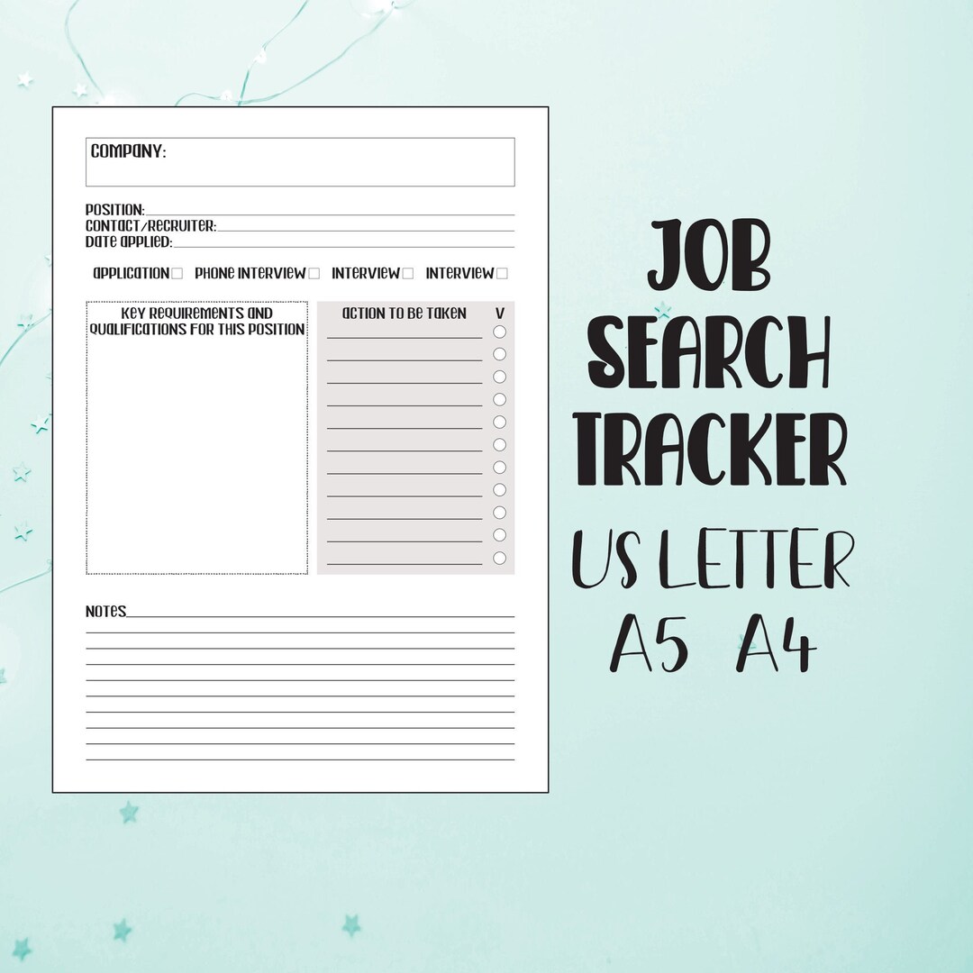 Job Search Tracker Application Log PRINTABLE and INSTANT - Etsy
