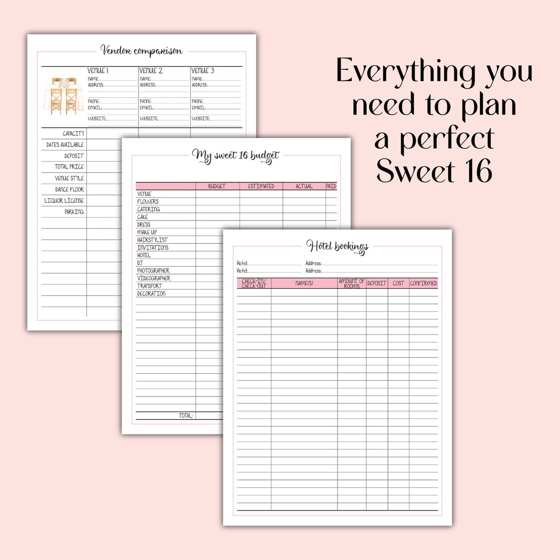 Sweet Sixteen Birthday Planner, My Sweet 16 Planning Checklist ...