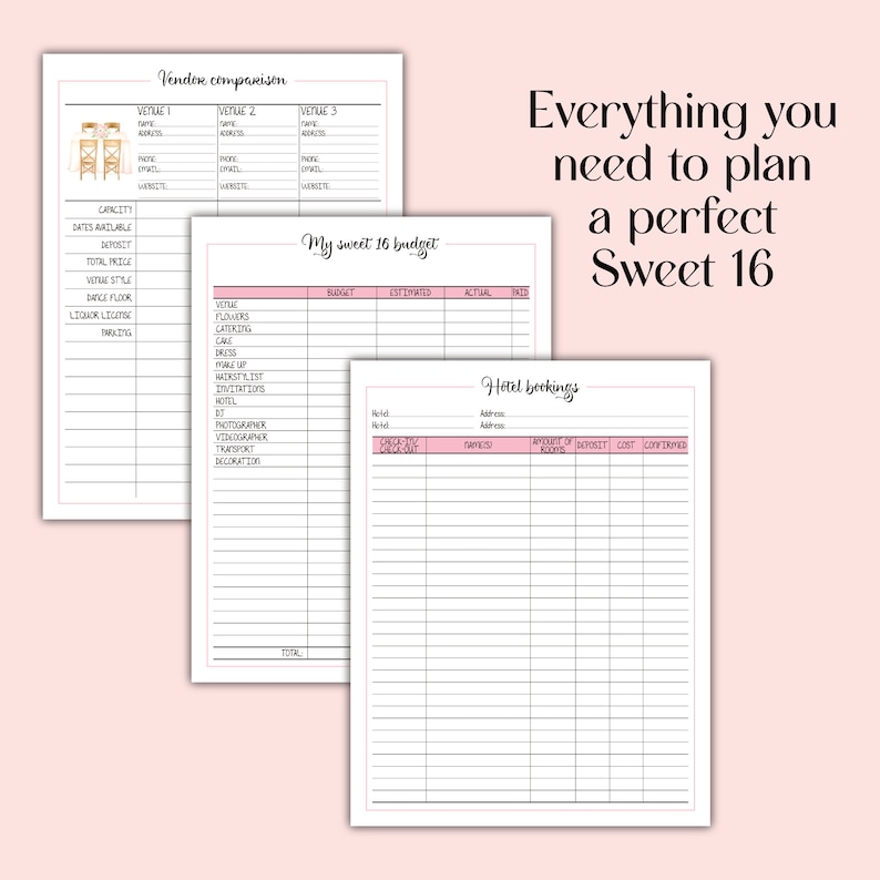Sweet Sixteen Birthday Planner, My Sweet 16 Planning Checklist ...