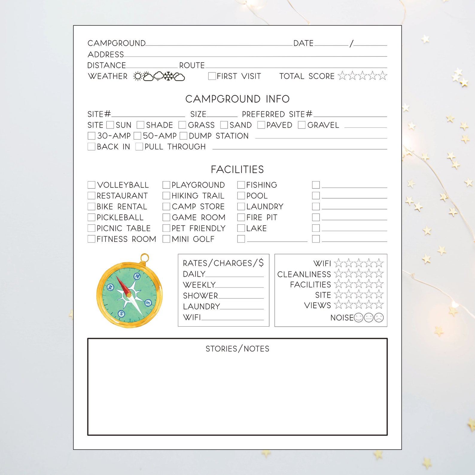Campground Log, Camping Logbook, Printable Camping Journal, Instant ...