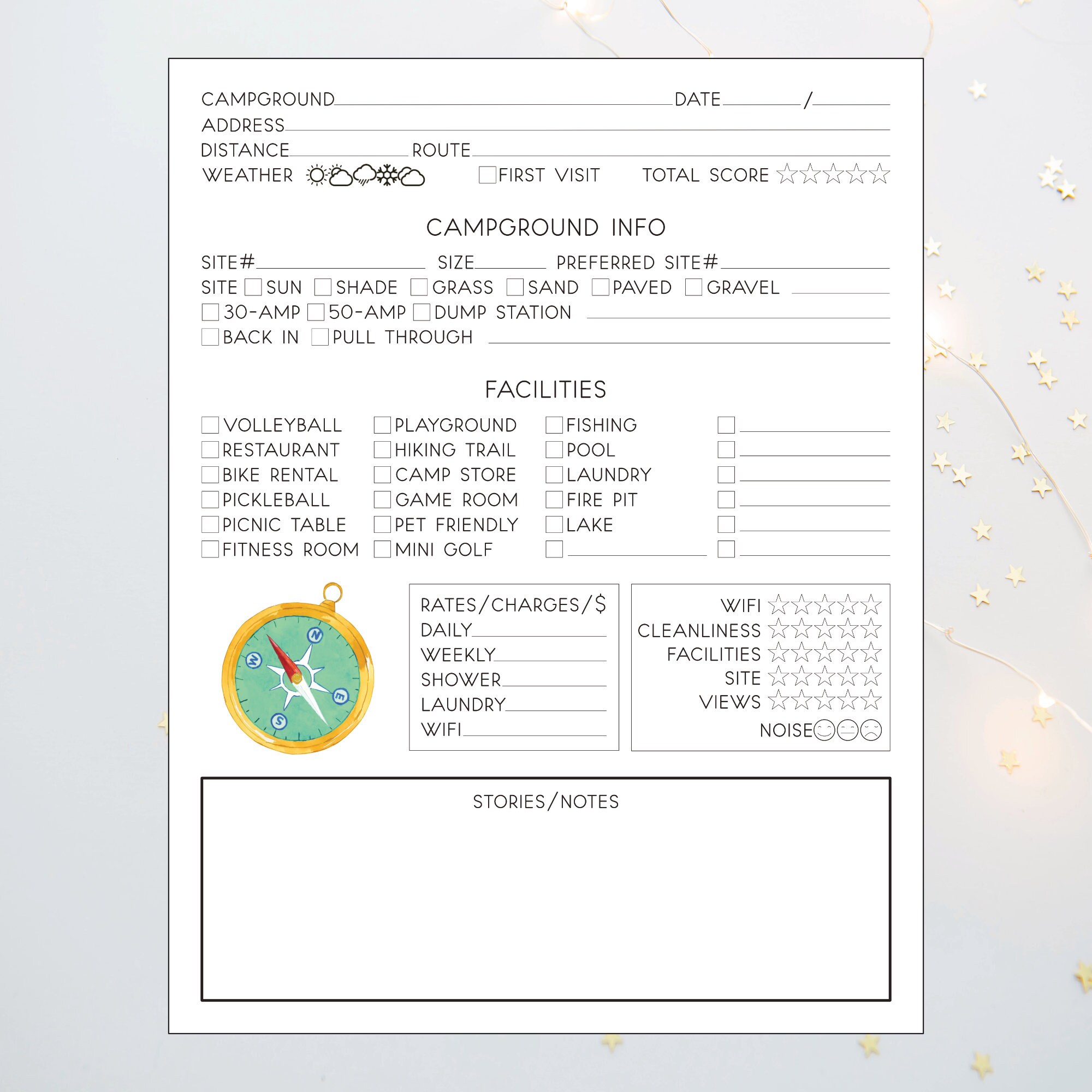 Campground Log, Printable Camping Journal, Camping Logbook, RV Travel ...