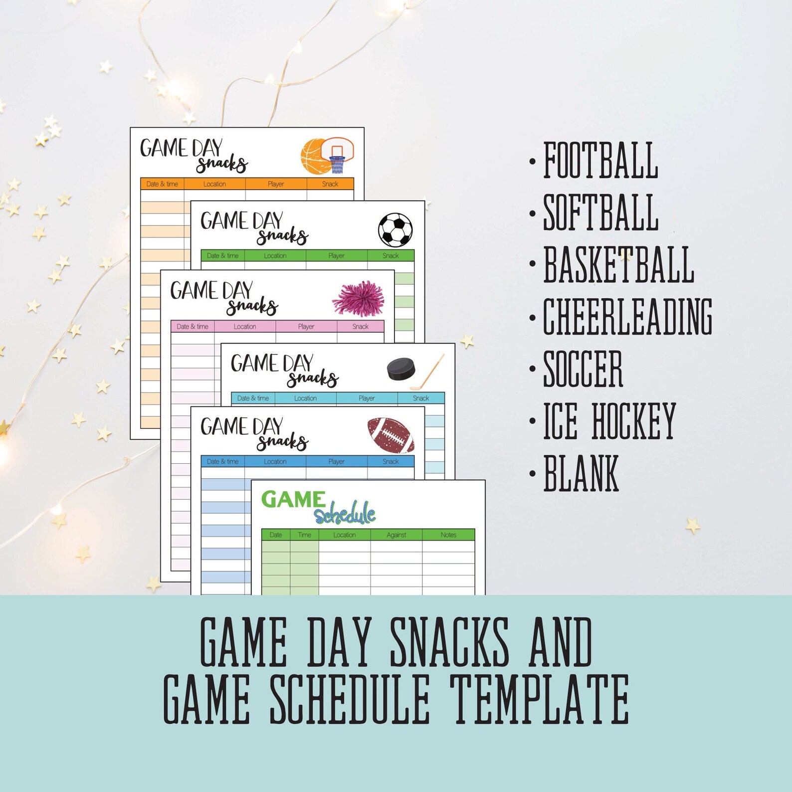 Game Day Snack, Game Schedule Template, Game Day Snack Sign Up ...