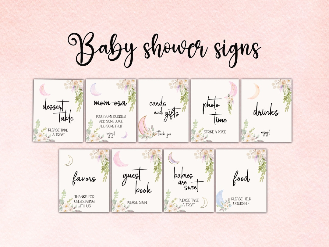 Greenery Baby Shower Sign Bundle, Sage Green Baby Shower Sign, Neutral ...