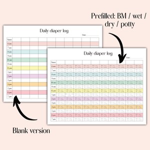 Diaper Changing Tracker Printable, Daily Diaper Log & Classroom Chart ...