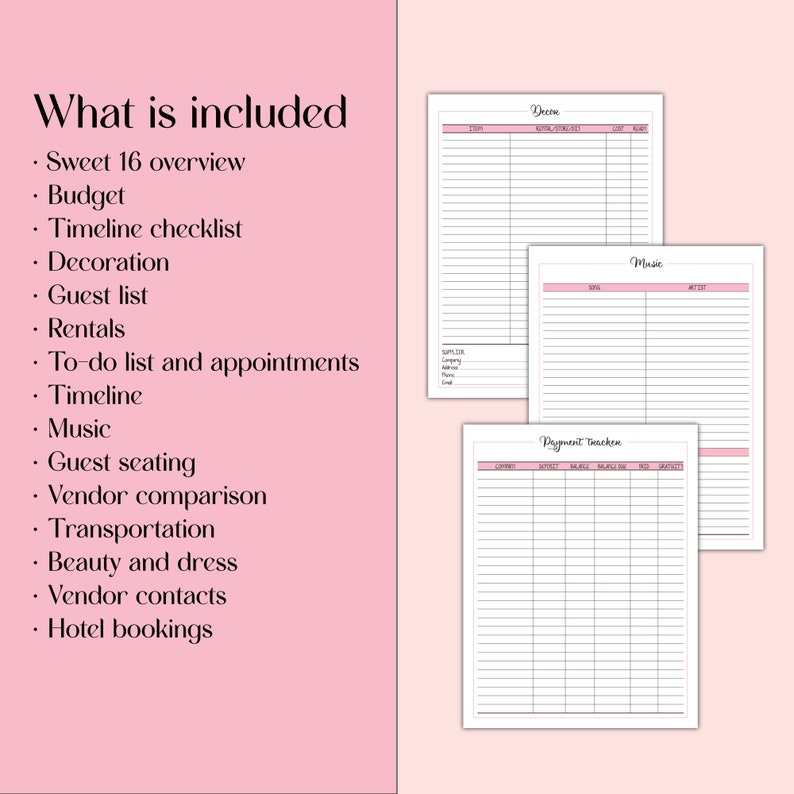 Sweet Sixteen Birthday Planner, My Sweet 16 Planning Checklist ...