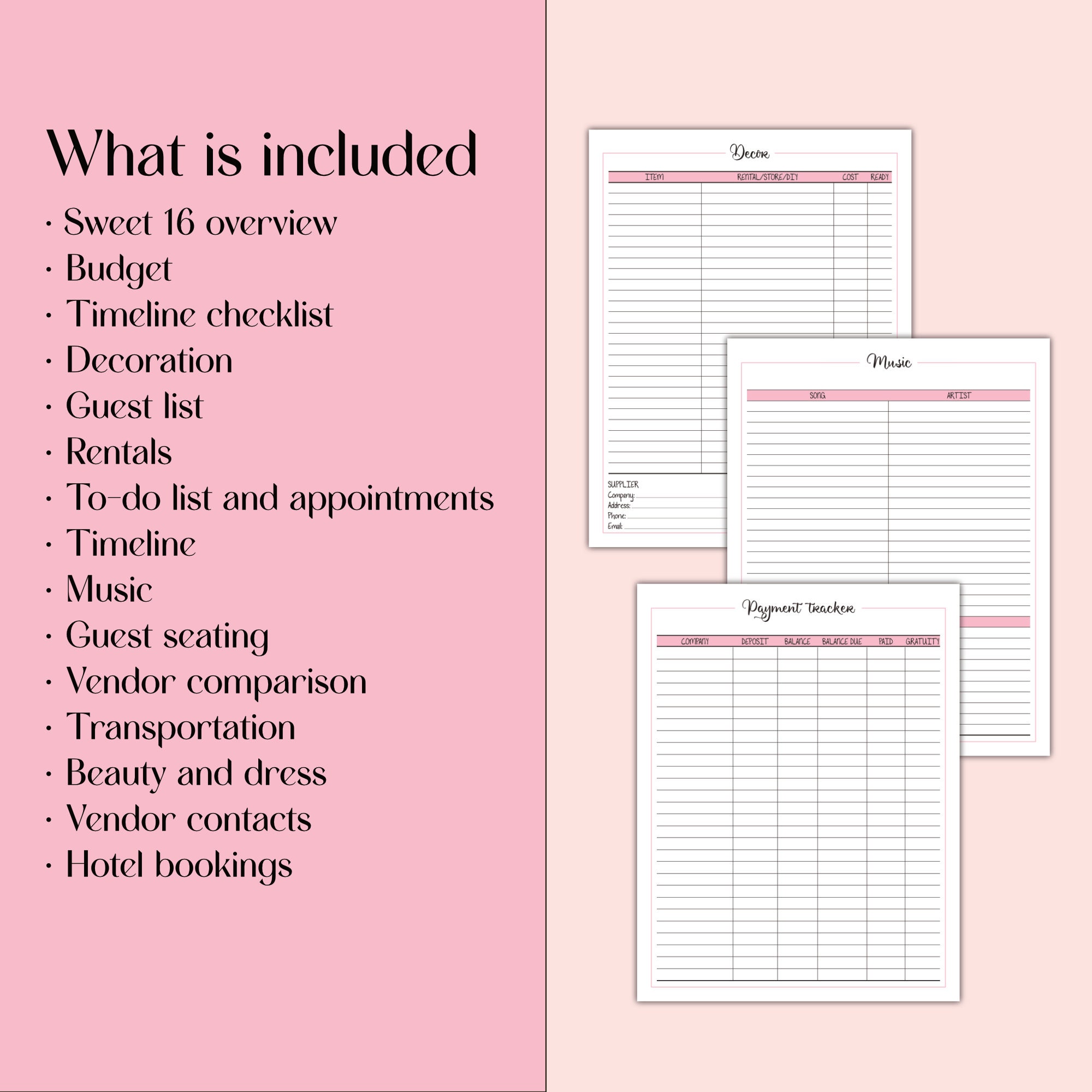 Sweet Sixteen Birthday Planner, My Sweet 16 Planning Checklist ...