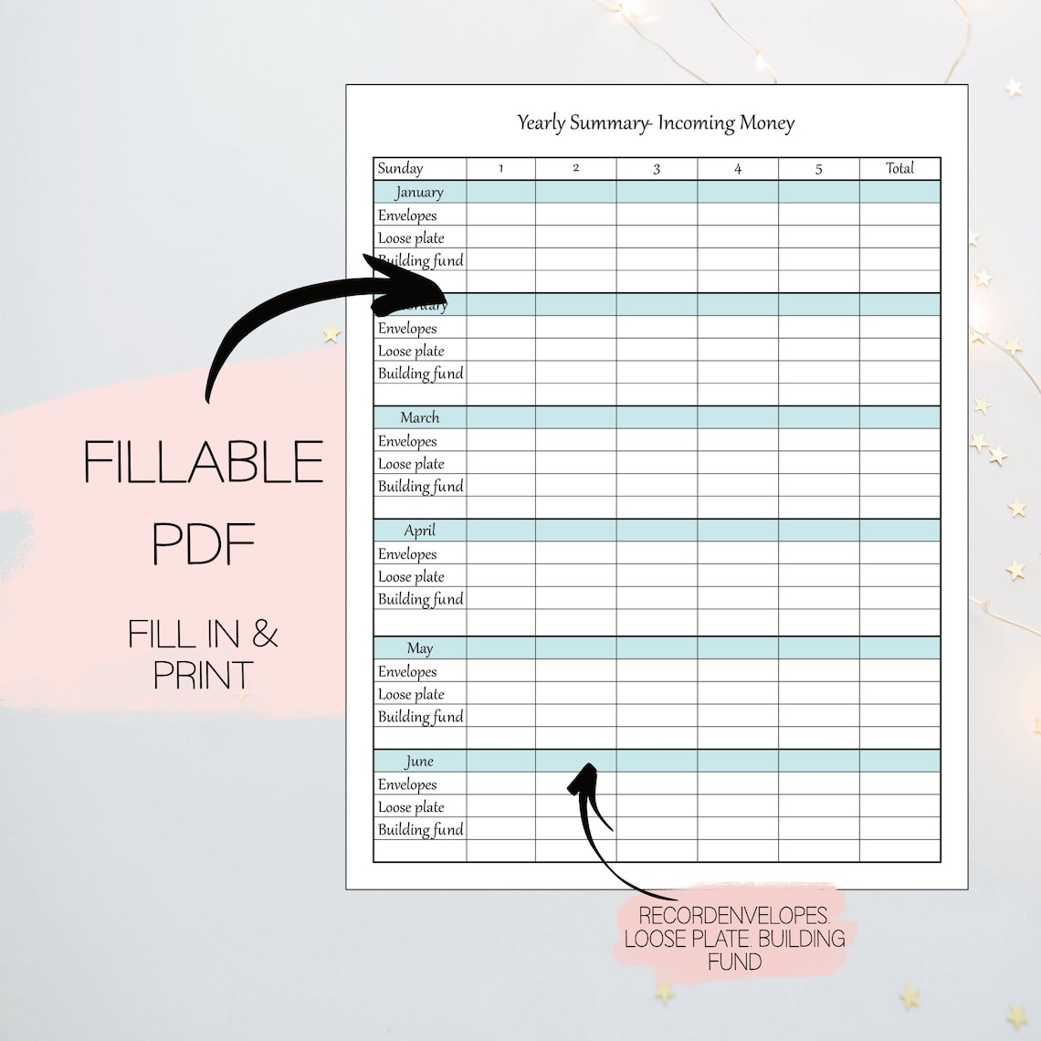 Editable, Tithe Tracker, Giving Log, Tithes and Offerings, Donations ...