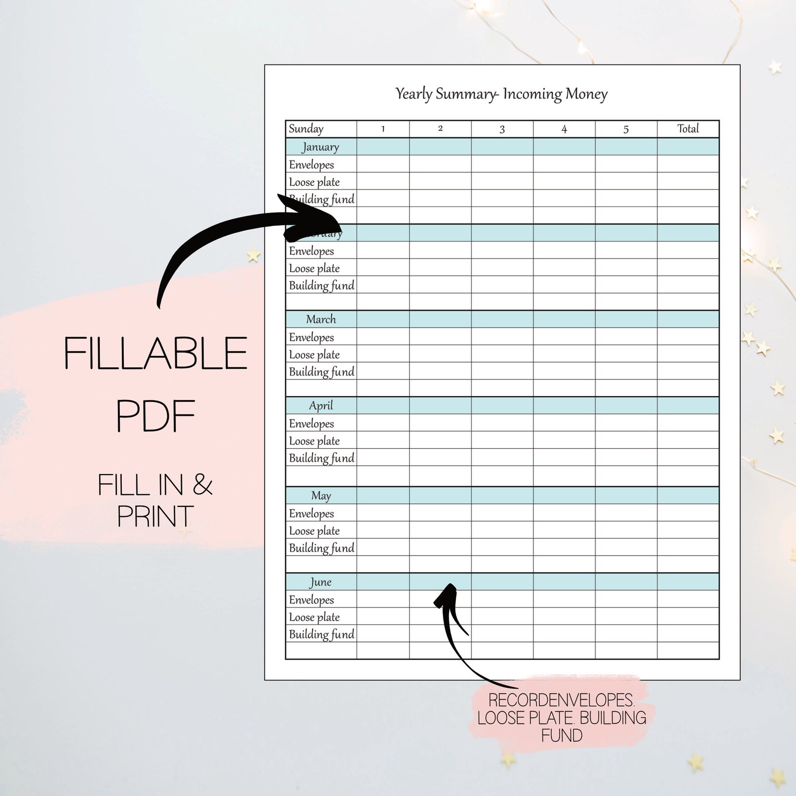 Editable, Tithe Tracker, Giving Log, Tithes and Offerings, Donations ...