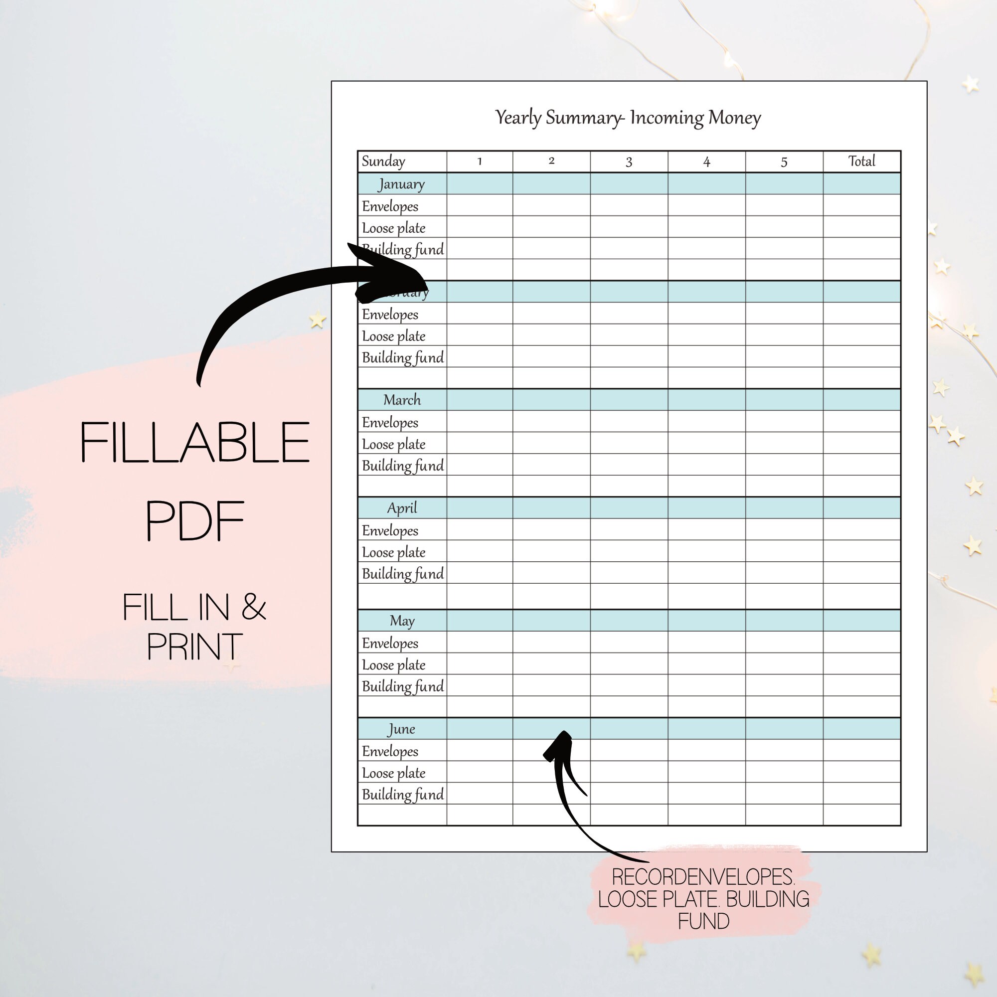 Editable, Tithe Tracker, Giving Log, Tithes and Offerings, Donations ...