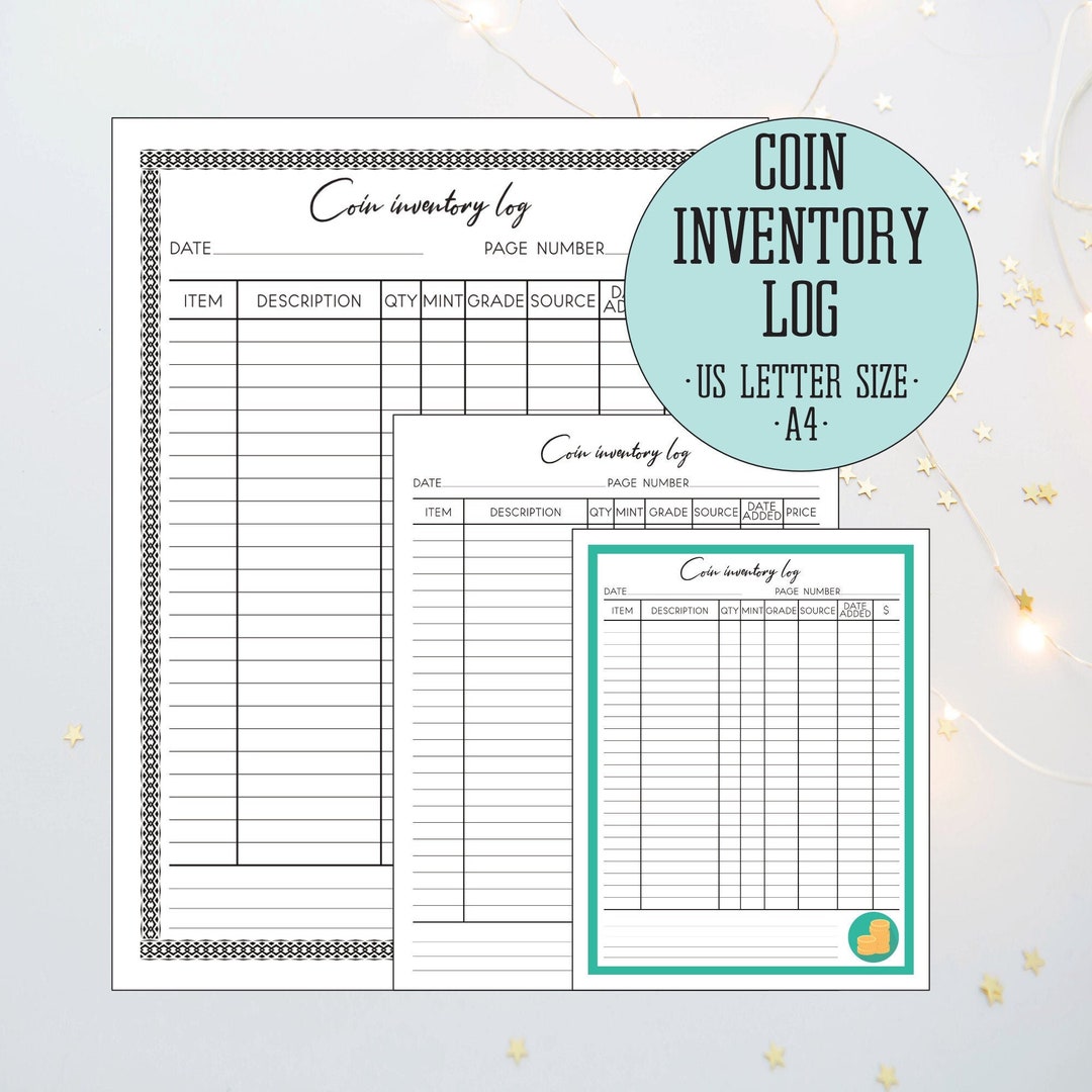 Coin Collection, Coin Inventory, Collectible Coin Inventory Log ...