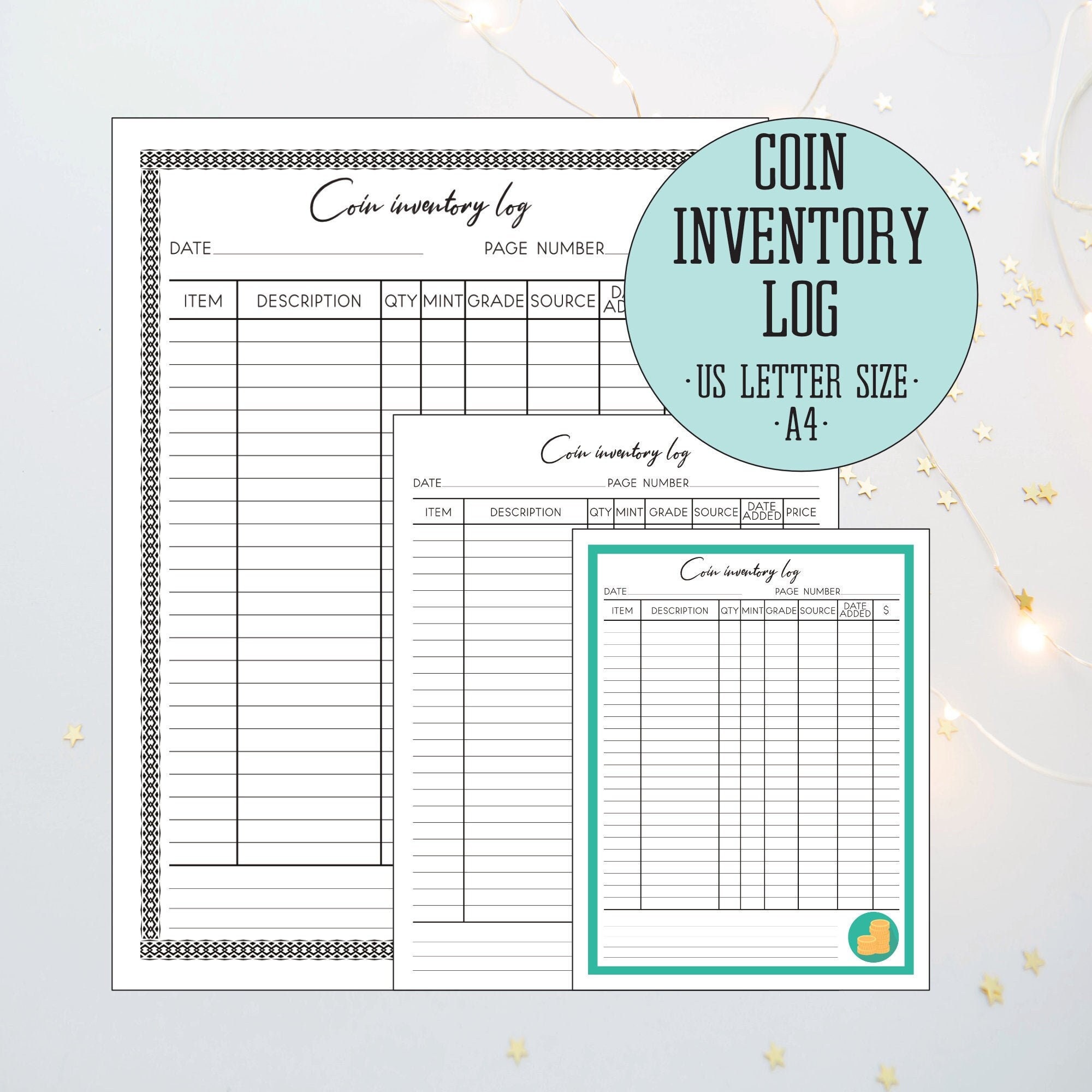 Printable Coin Inventory Sheets