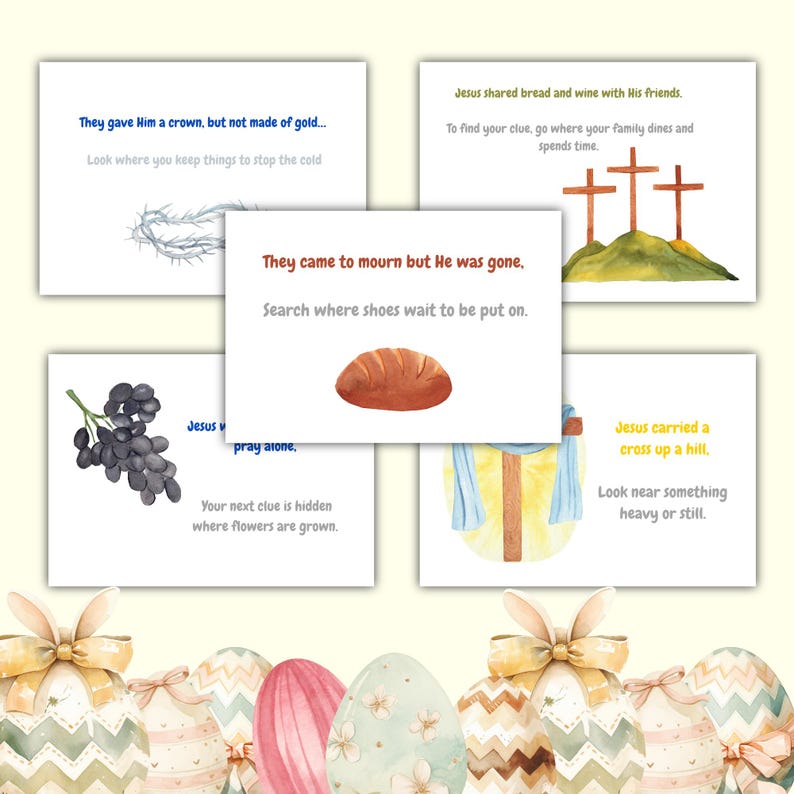 Kids Easter Scavenger Hunt Printable Game, Editable Christian Treasure ...