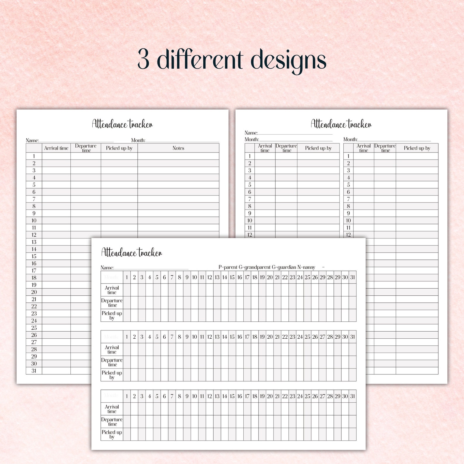 Child Care Attendance Tracker | Vertical and Horizontal Attendance List ...