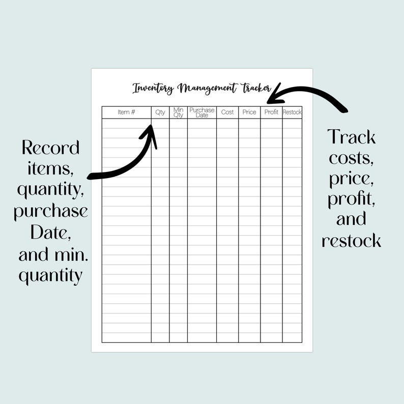 Printable Inventory Sheet | Inventory Management Template for Small ...