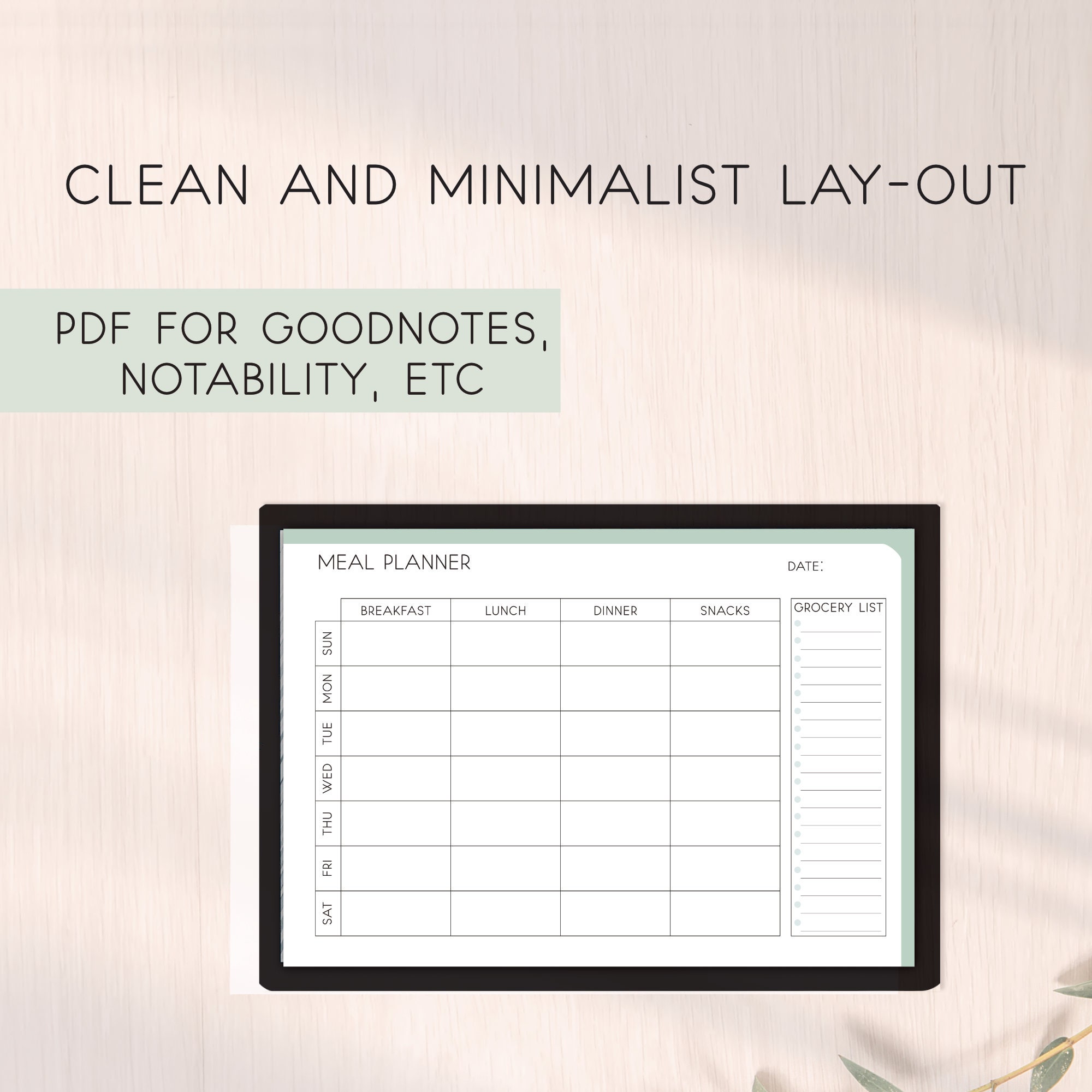 Digital Weekly Meal Planner for Goodnotes or Notability, 8 Colors ...