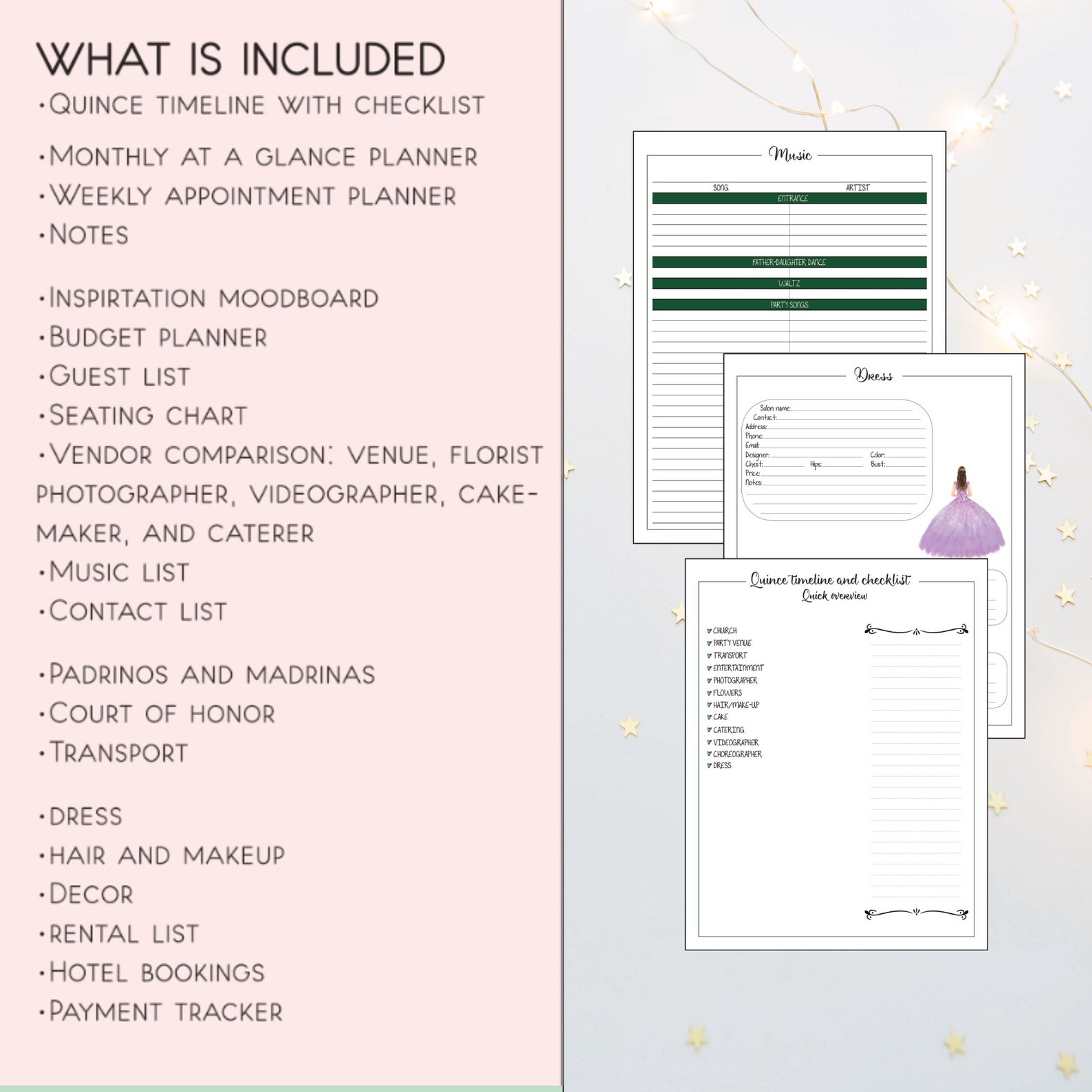 Quinceañera Planner, Quince Planning Checklist, Quinceañera Templates ...