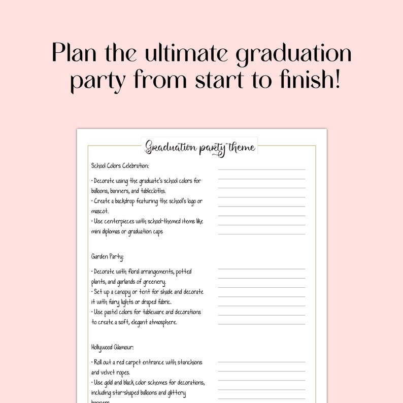 Graduation Party Planner, Printable Grad Party Organizer, Easy Planning ...