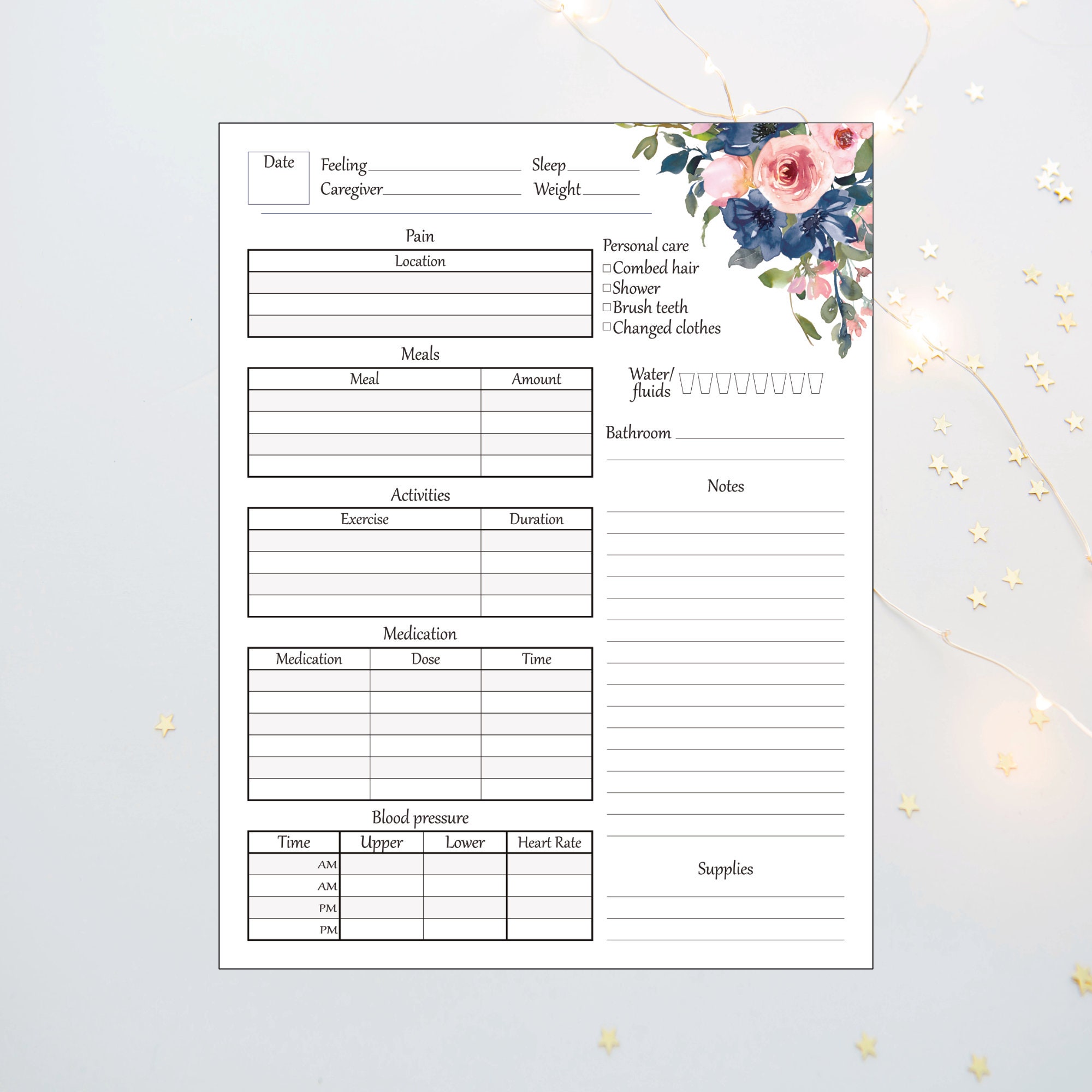 Daily Caregiver Log, Caregiver Report, Caregiving Elderly Care ...