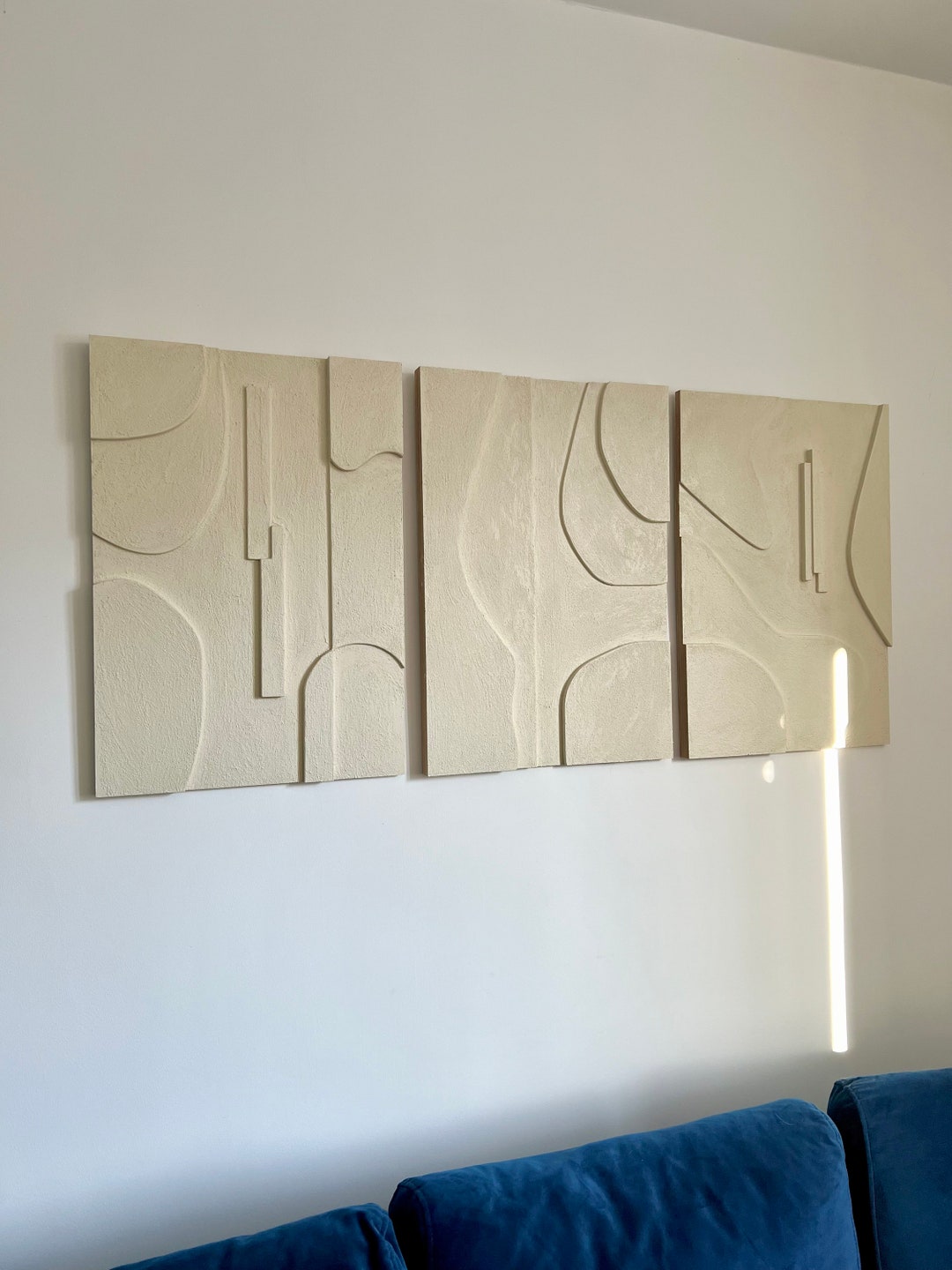 Relief 3D Wall Art, Textured Set of 3 Sculpture Wall Art, Handmade ...