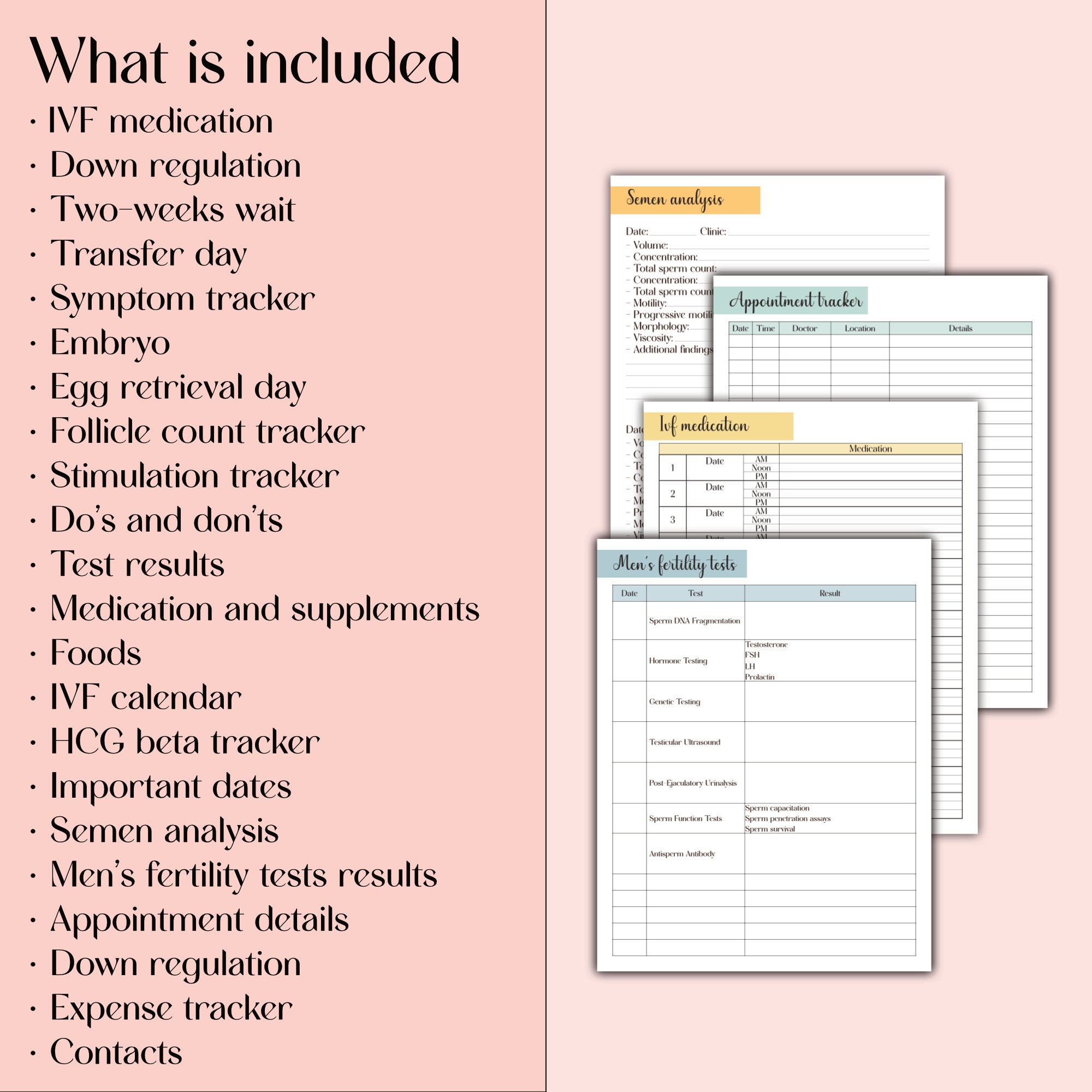 IVF Planner Printable, IVF Checklist, Fertility Planner, IVF Treatment ...