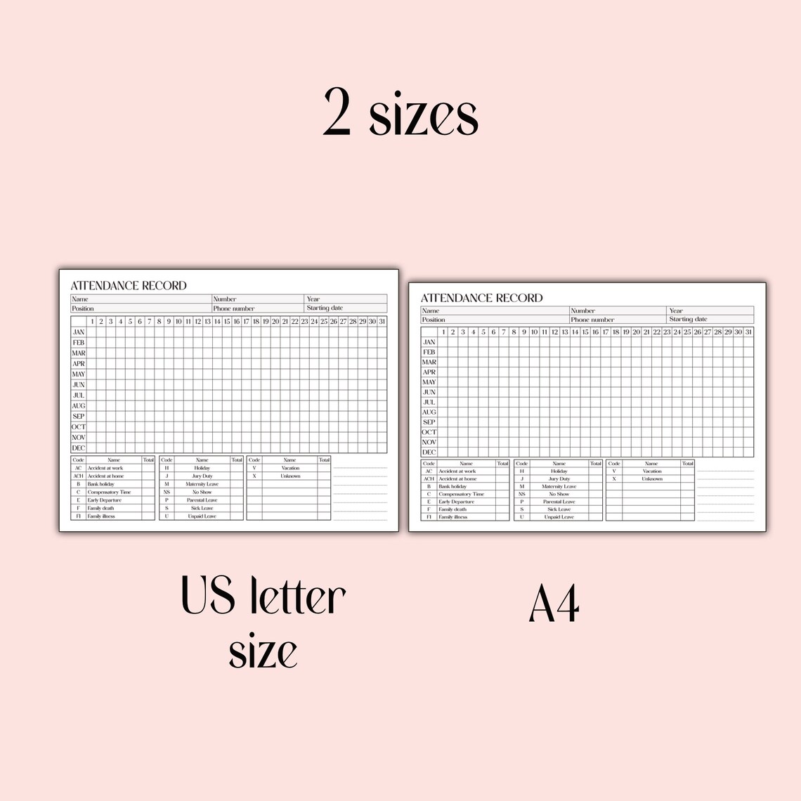 Absence Tracker, Employee Attendance Tracker, Daily Staff Absence Log ...