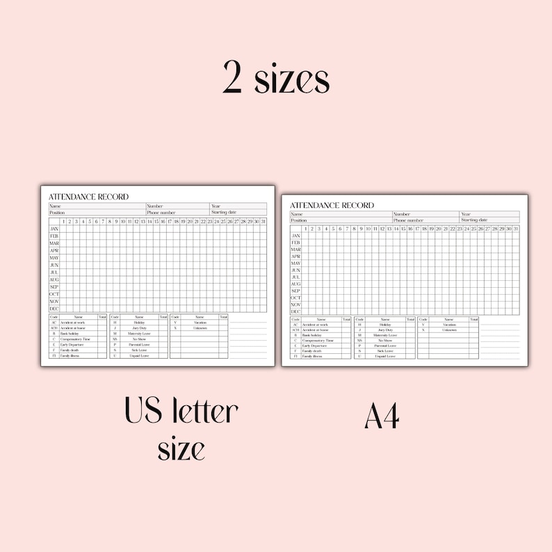 Absence Tracker: Employee Attendance Log, Daily Staff Absence Tracker ...