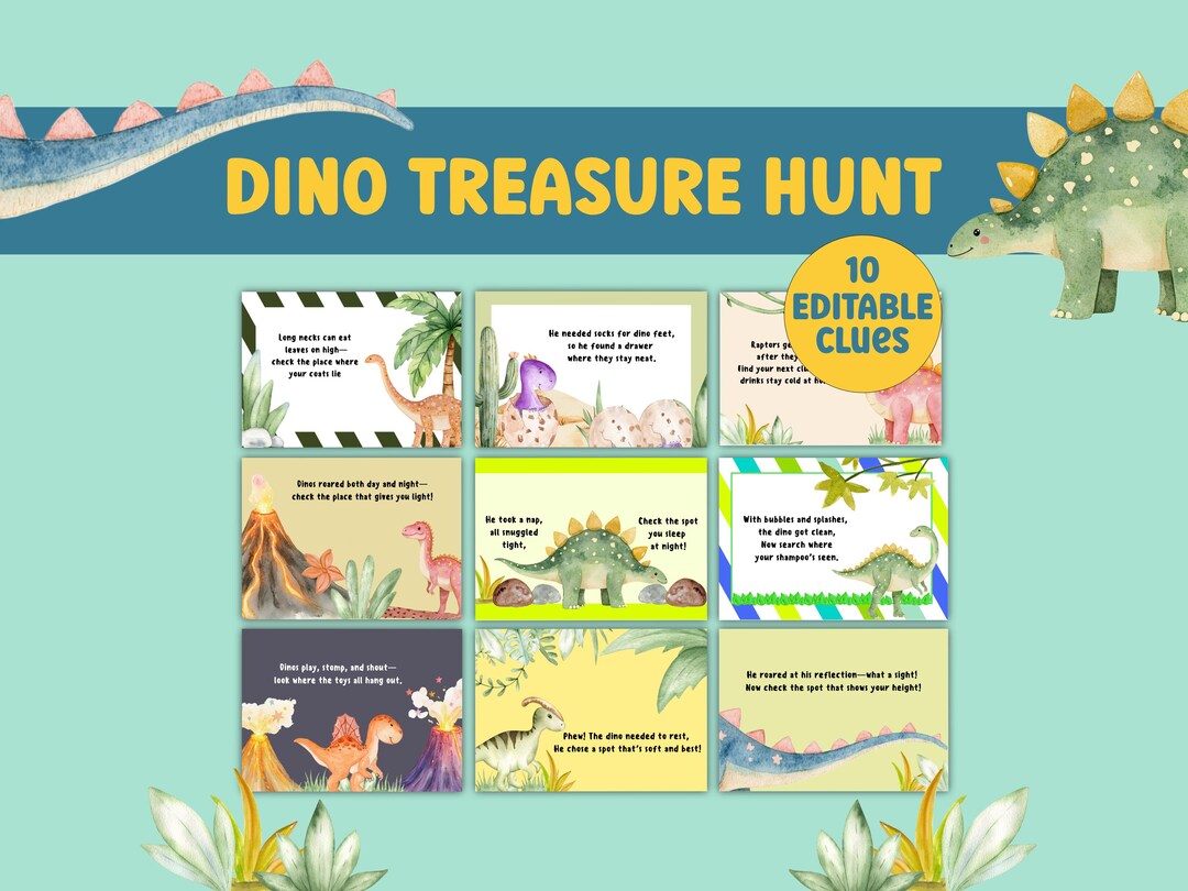 Dino Scavenger Hunt Game, Editable Treasure Hunt, Fun Printable Games ...