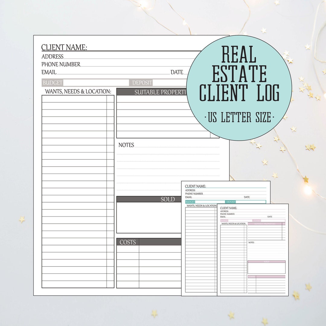 Real Estate Client Information Sheet Realtor Templates & Questionnaire ...