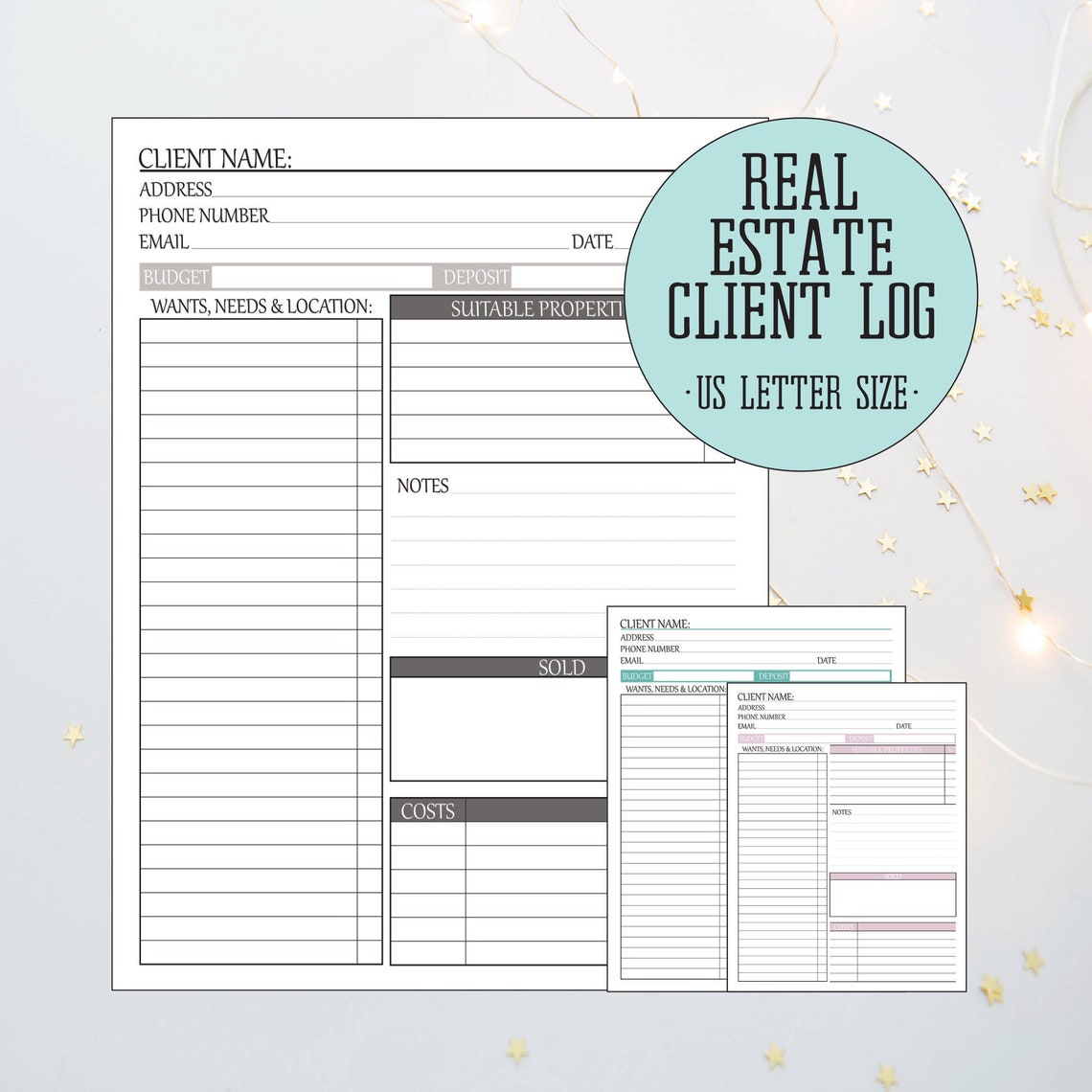 Real Estate Client Information Sheet Realtor Templates & Questionnaire ...